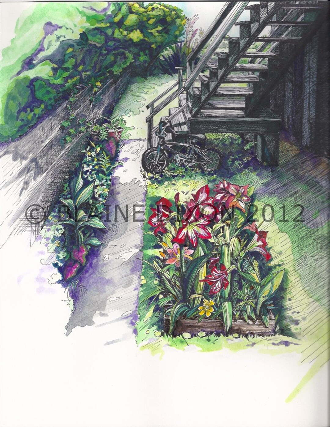 ALMOST SUMMER- Pen and Ink and Watercolor Art Print, Charleston S.C ...