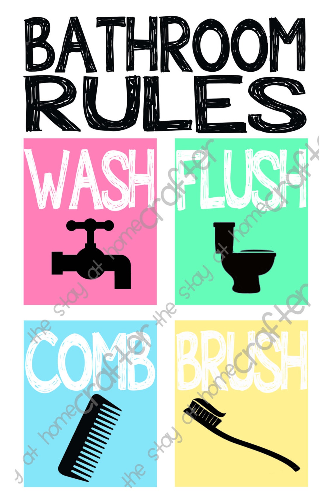 Reglas del baño para imprimir - Etsy España