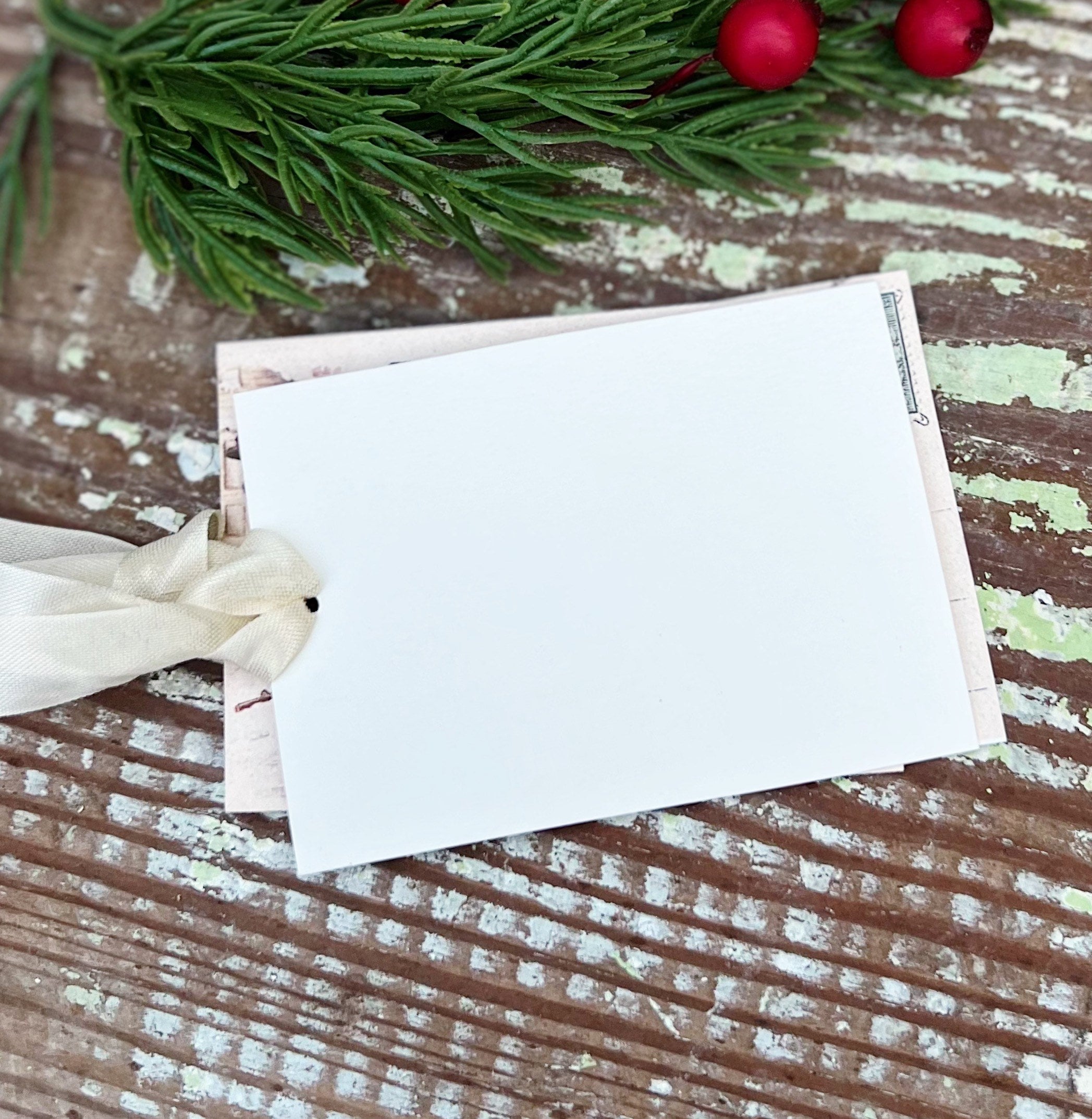 Christmas Gift Tags Vintage SANTA POST CARD Farmhouse Decor Card French ...