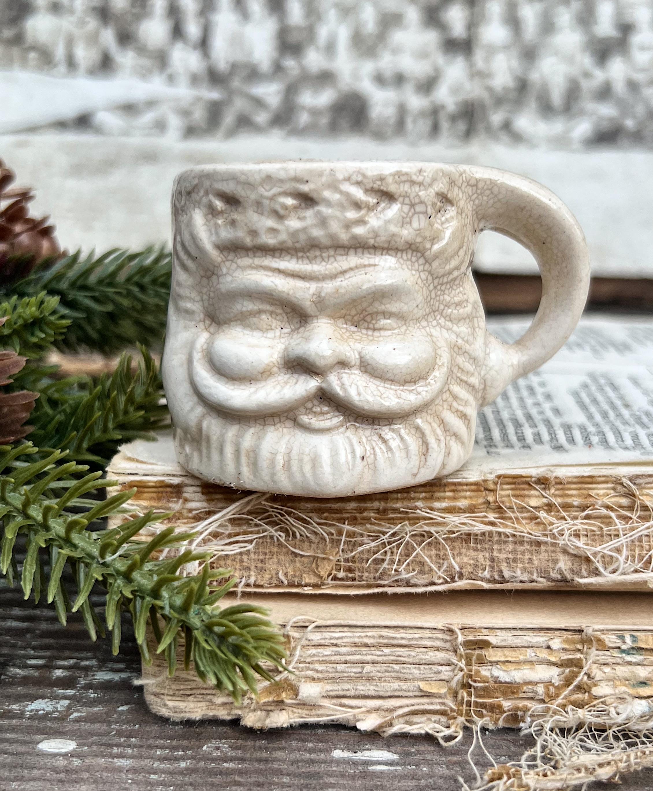 Vintage Ironstone Santa Claus Cup Mini Mug Santa Crazed Stained WHITE ...