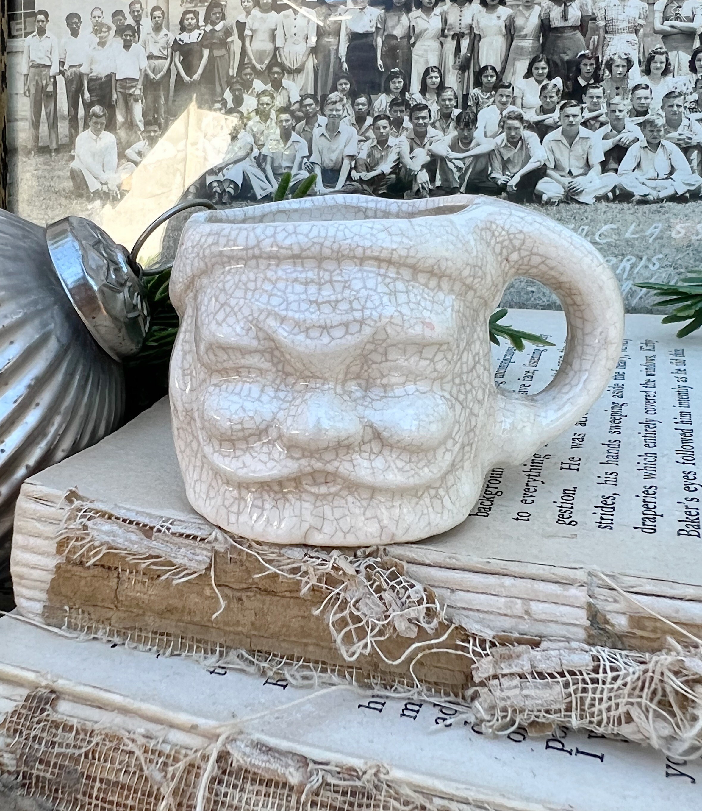 Vintage Ironstone Santa Claus Cup Mini Mug Santa Crazed Stained WHITE ...