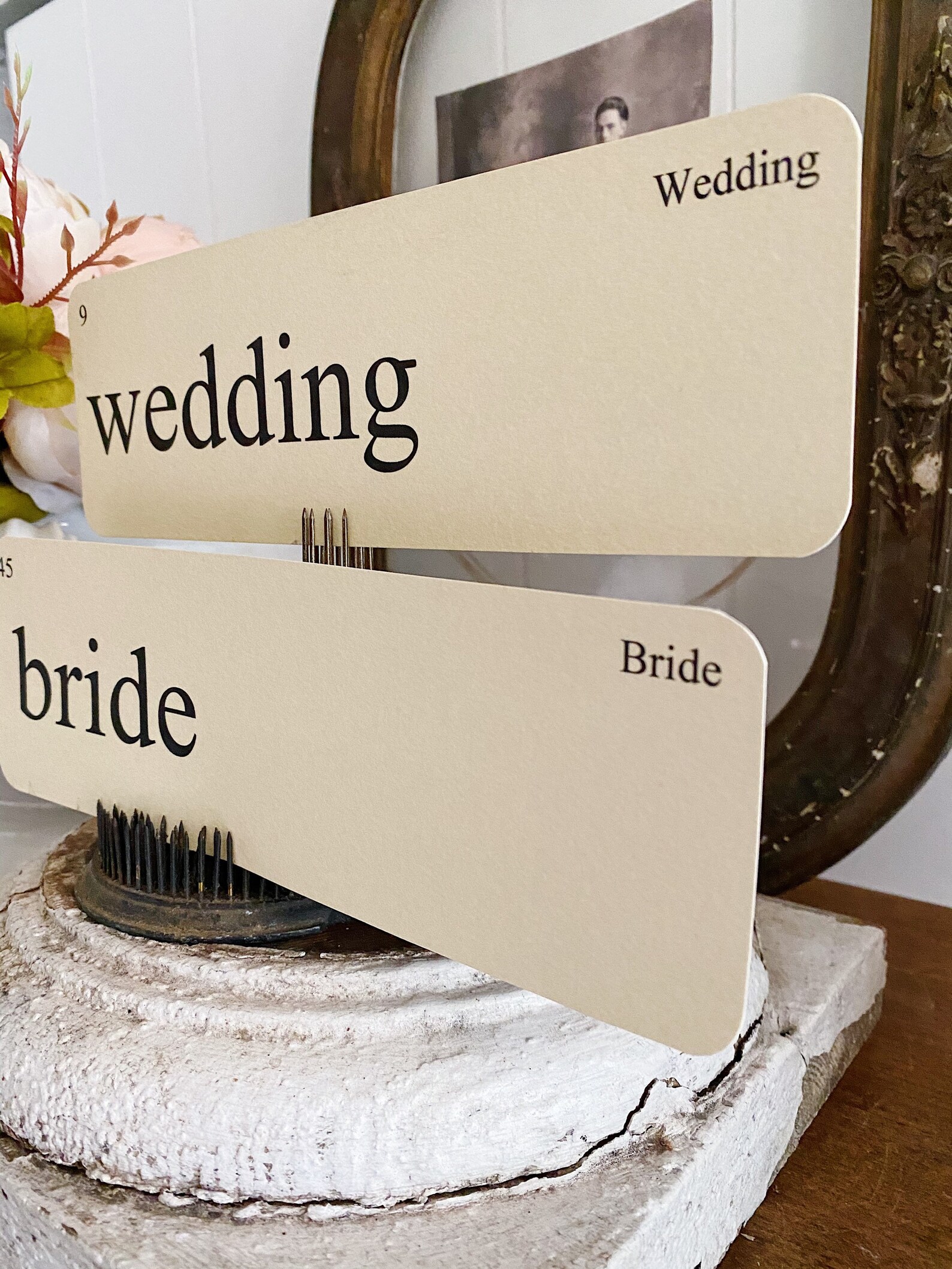 WEDDING Flash Cards LARGE Vintage Inspired Word Flashcard SET of 8 ...