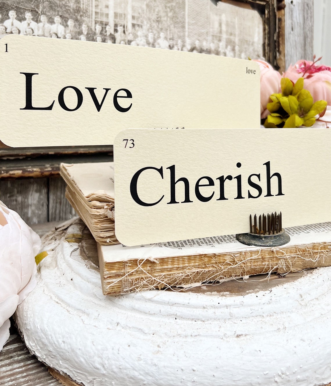LOVE Flash Cards LARGE Vintage Inspired Word Flashcard SET of 8 ...