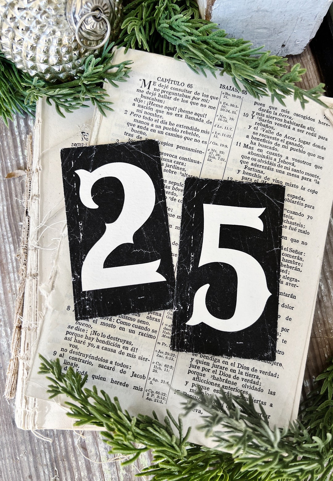 CHRISTMAS Number 25 BLACK Card Sign Set Farmhouse Decor Cardstock ...