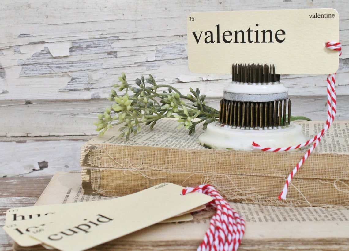 VALENTINE Flash Cards Gift Tags Vintage Flashcard SET OF 8 Farmhouse ...