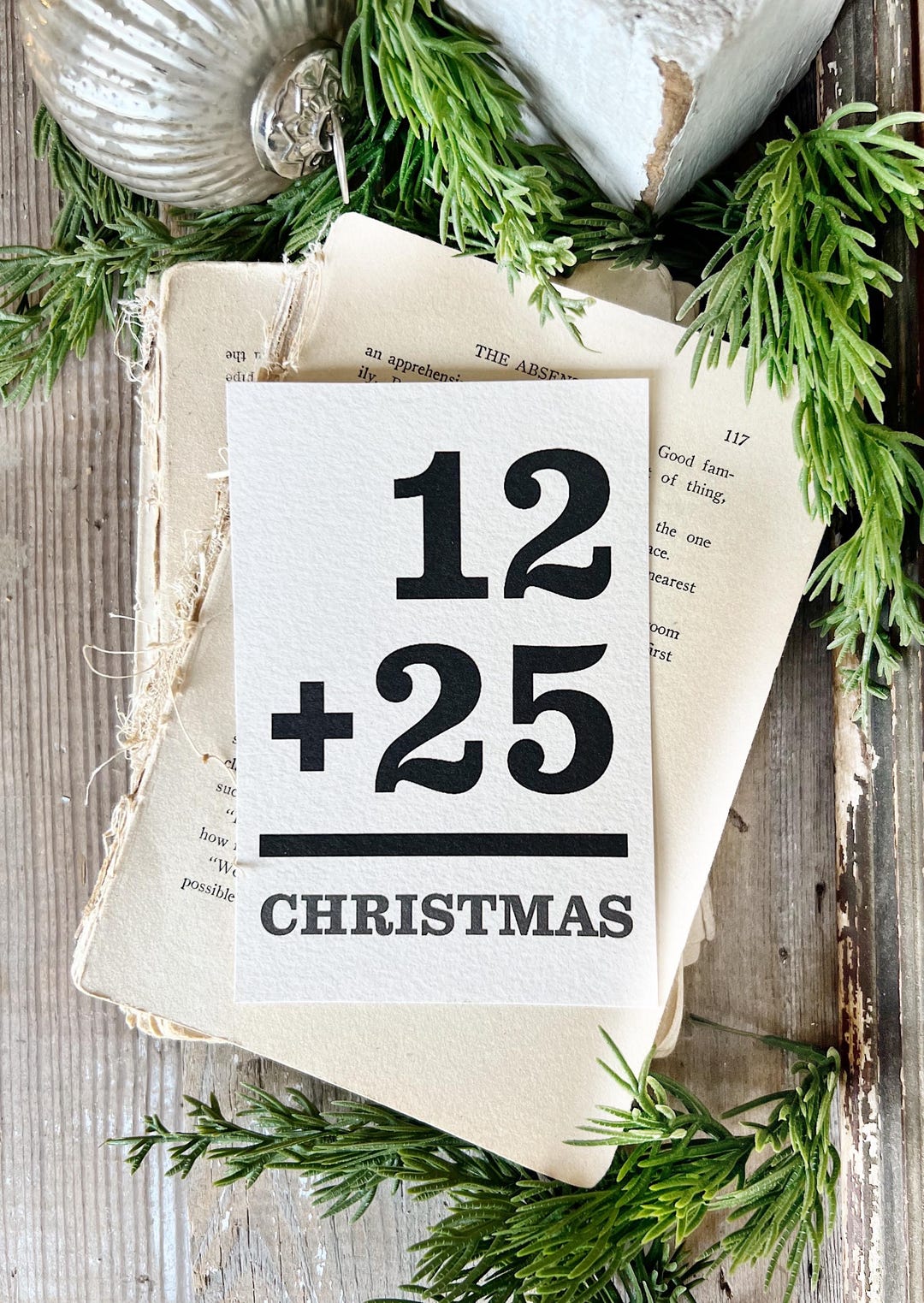 CHRISTMAS 12 + 25 Flash Card Number Vintage Farmhouse Decor Holiday ...