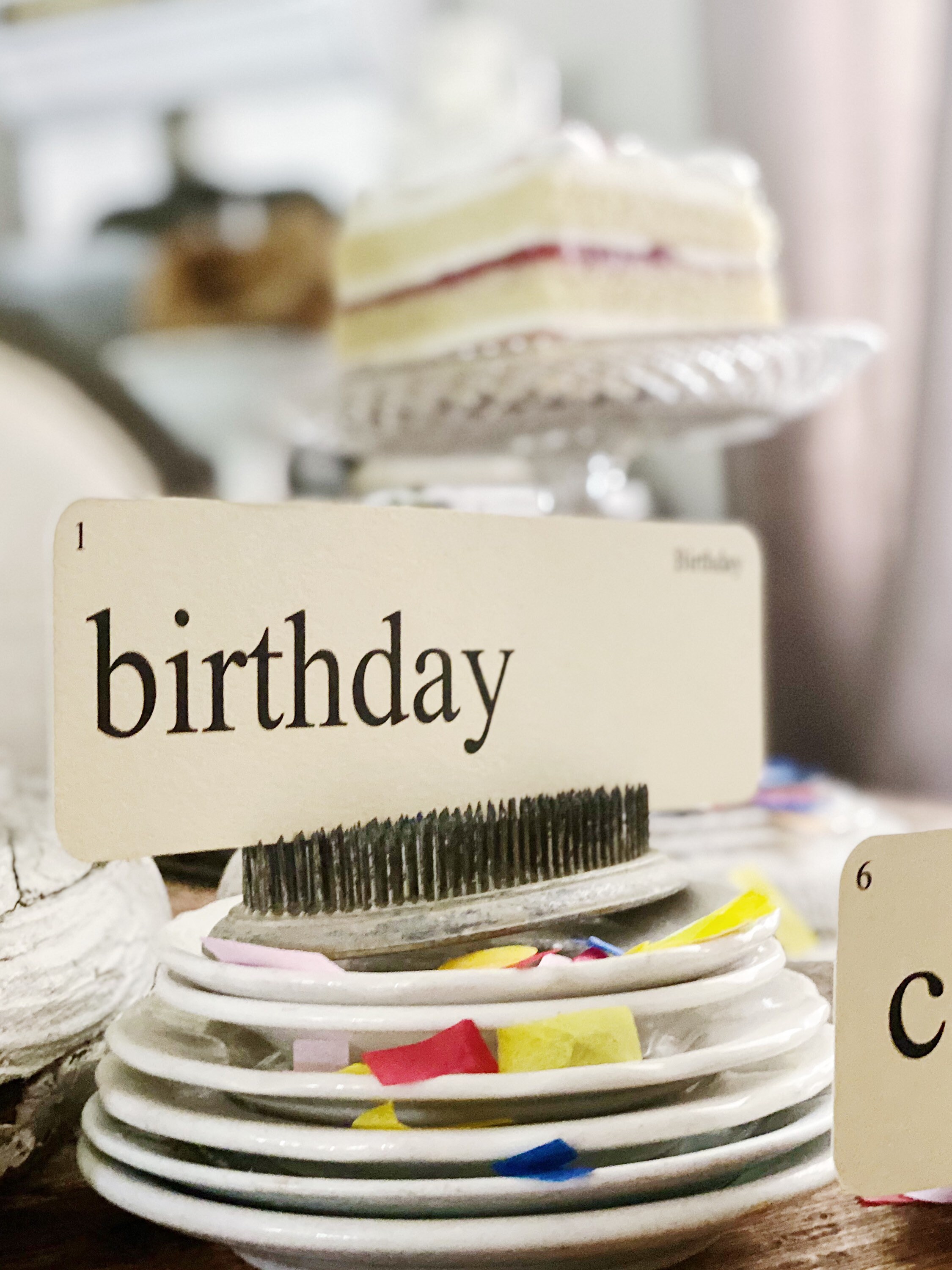 BIRTHDAY Flash Cards LARGE Vintage Inspired Word Flashcard SET of 8 ...