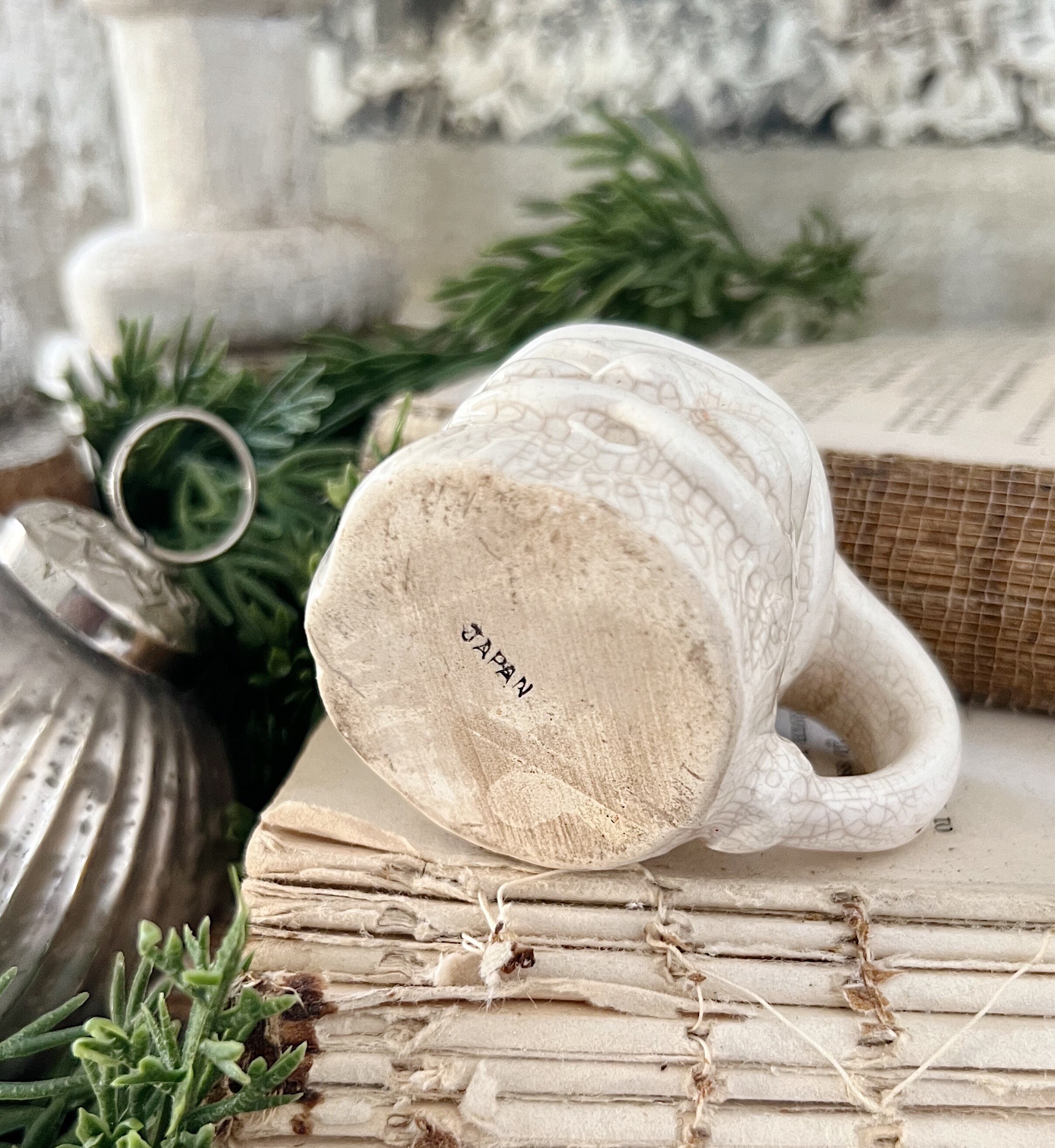 Vintage Ironstone Santa Claus Cup Mini Mug Santa Crazed Stained WHITE ...