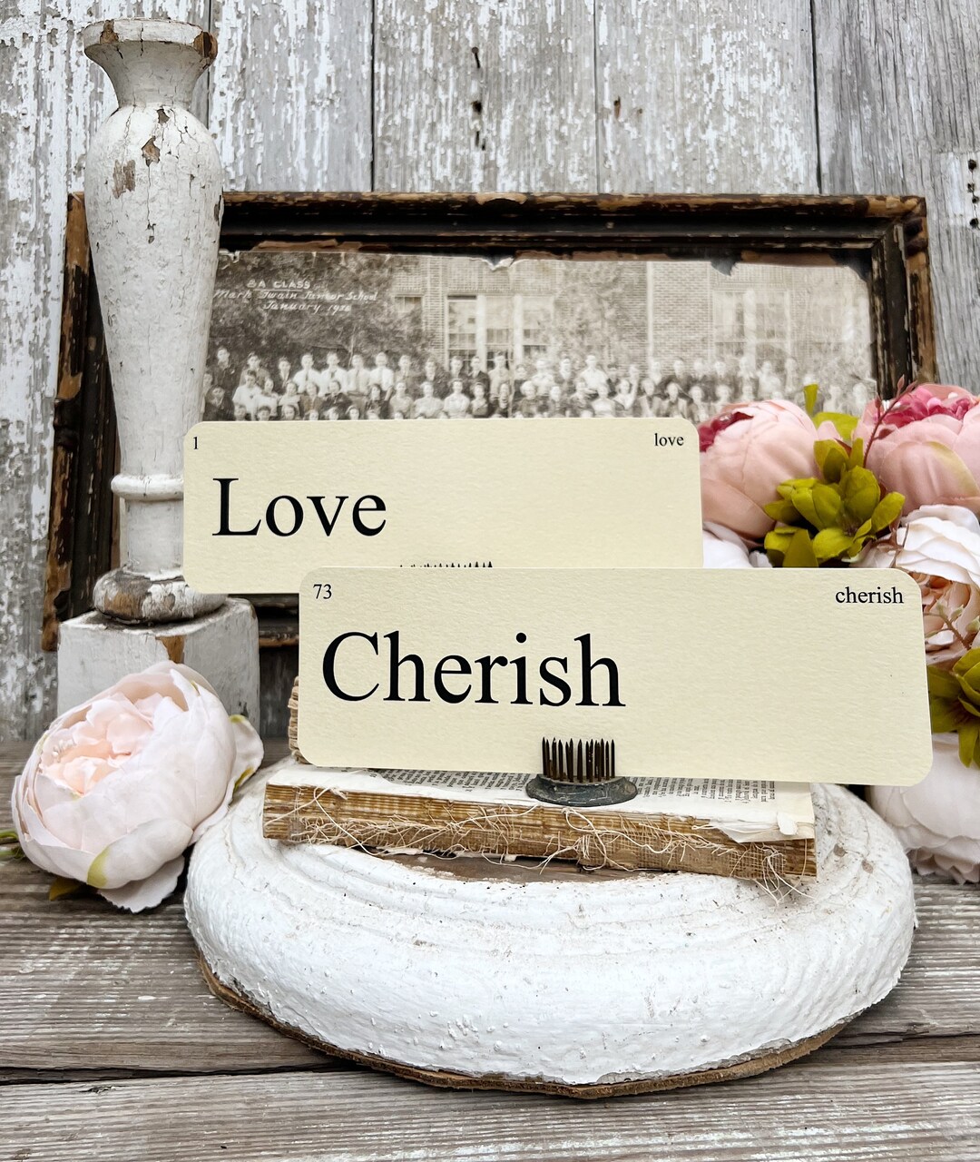 LOVE Flash Cards LARGE Vintage Inspired Word Flashcard SET of 8 ...