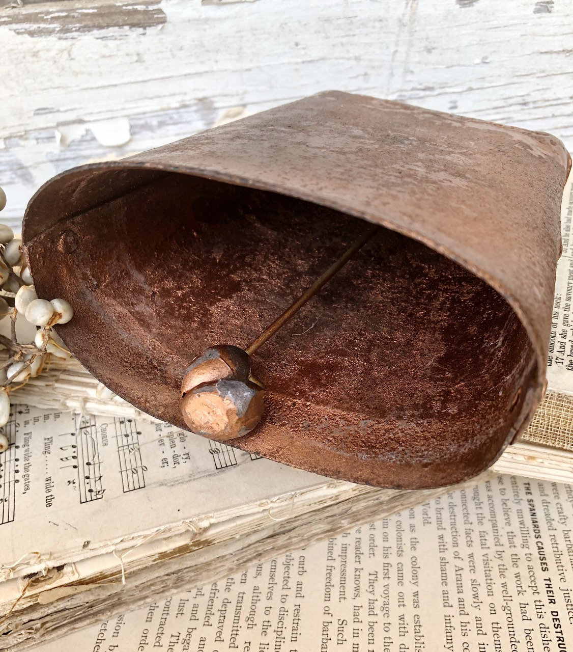 Antique Vintage Cow Bell COPPER EXTRA LARGE Livestock Barn Salvage ...