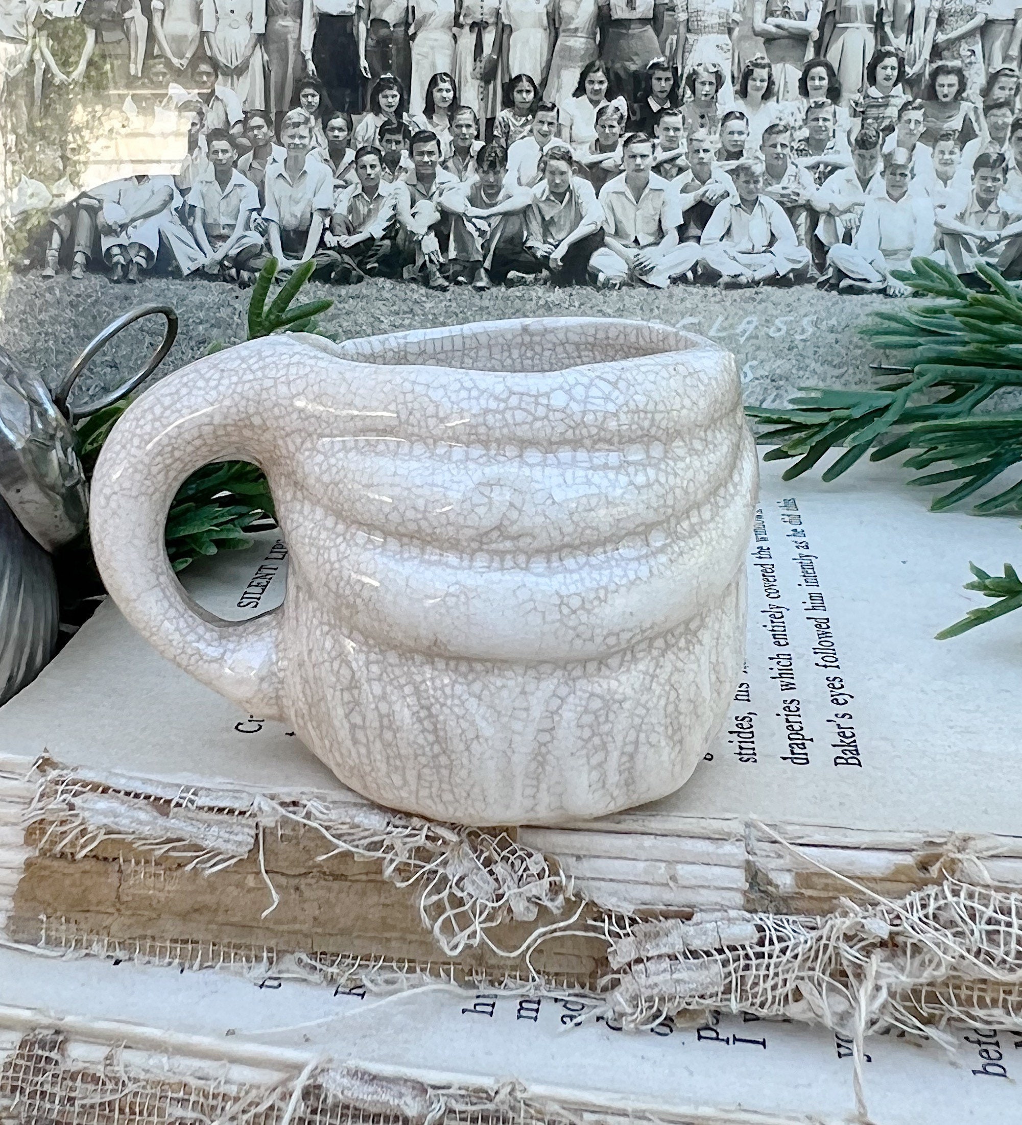 Vintage Ironstone Santa Claus Cup Mini Mug Santa Crazed Stained WHITE ...