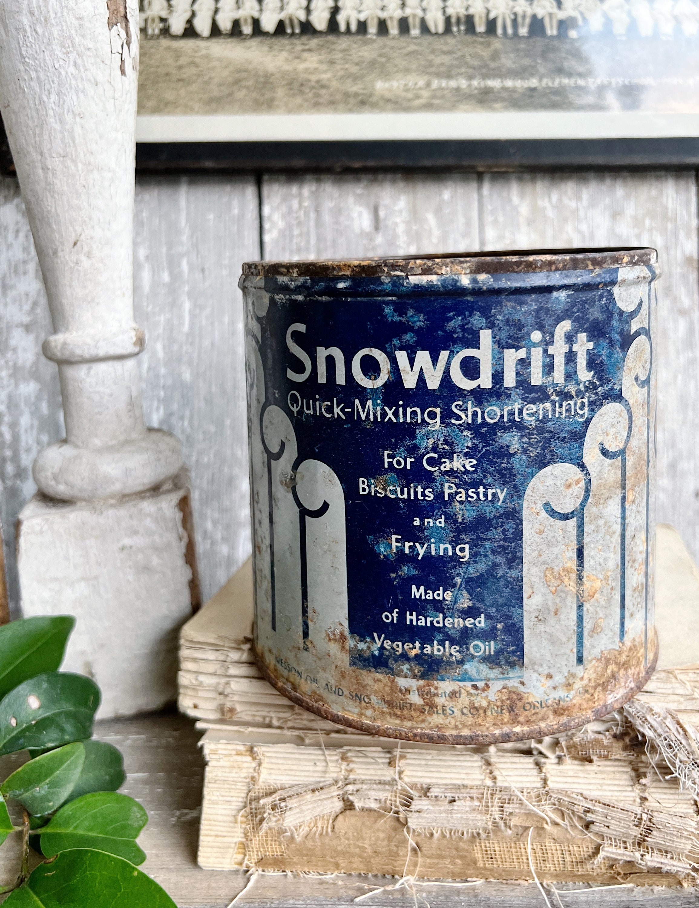 Antique SNOWDRIFT Bucket Galvanized Blue Farmhouse Decor Industrial ...