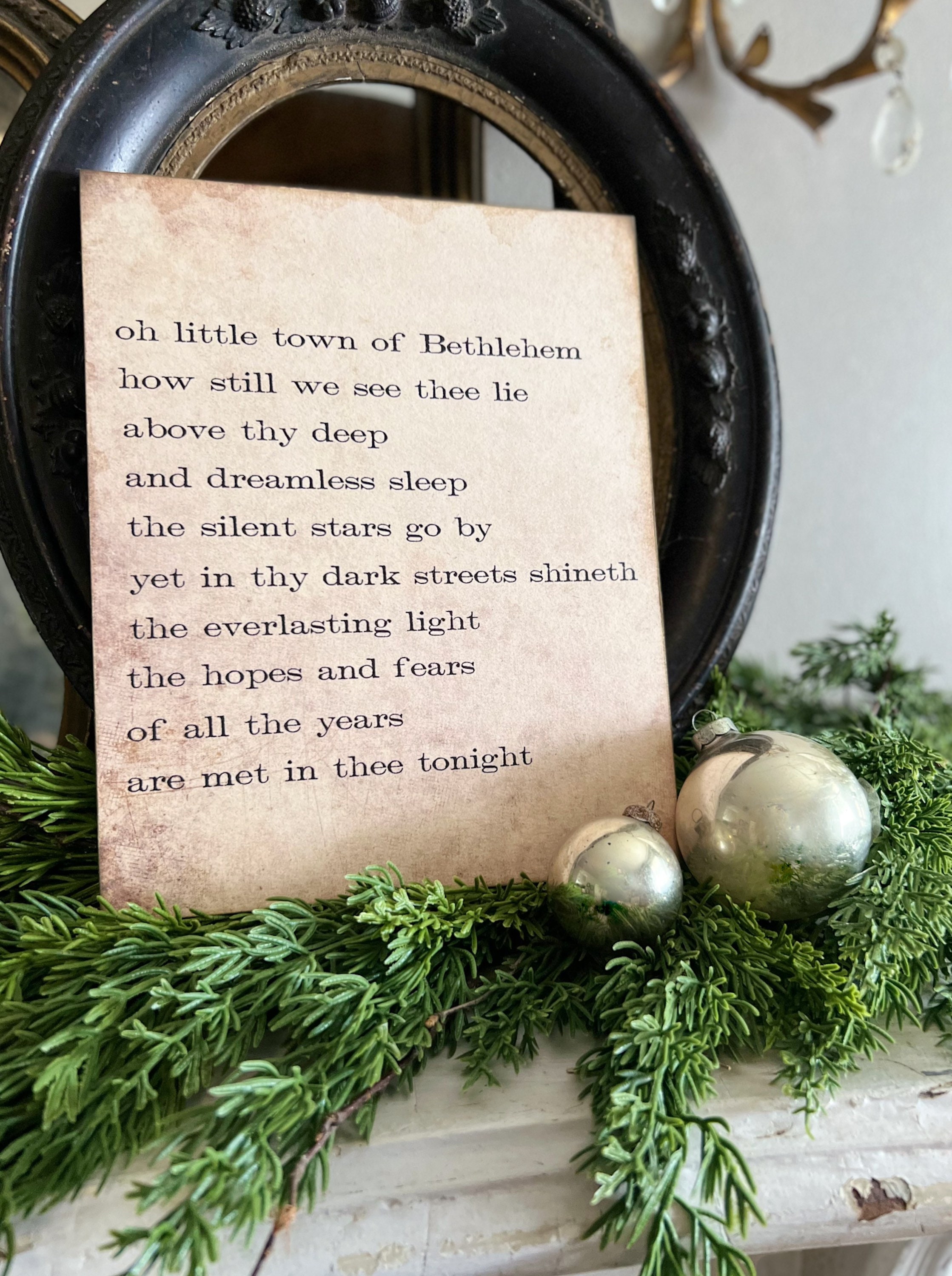 Oh Little Town Of Bethlehem Sign Wood Vintage Christmas Decor Mounted ...