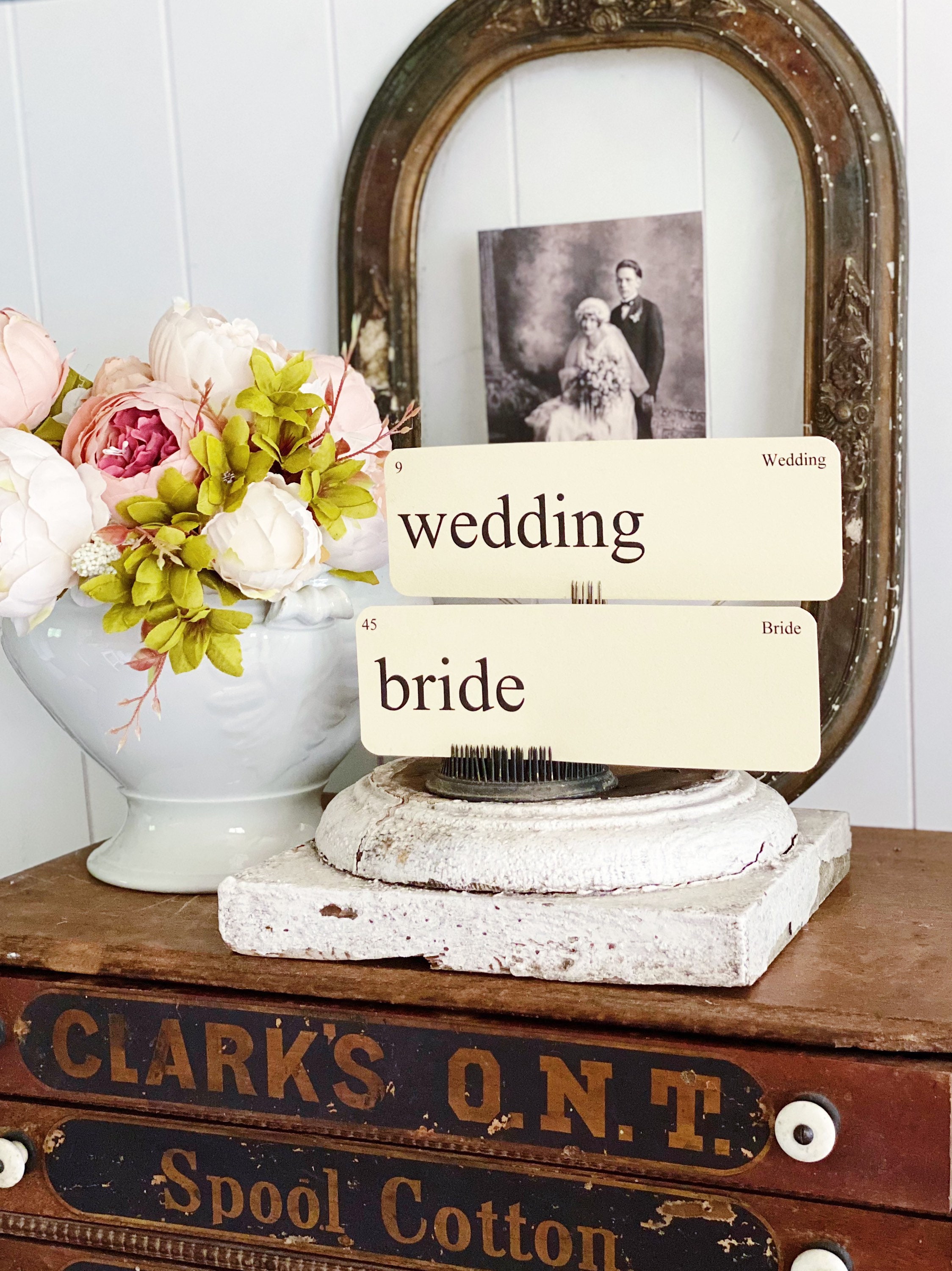 WEDDING Flash Cards LARGE Vintage Inspired Word Flashcard SET of 8 ...