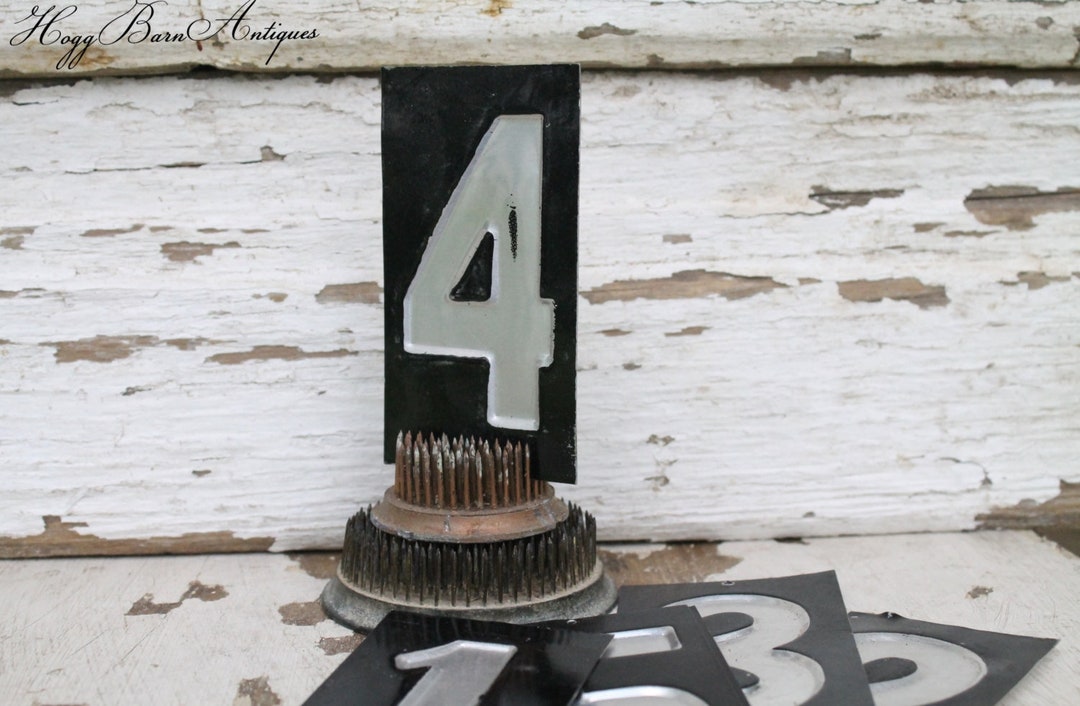 Vintage Metal Gas Station NUMBER Black Industrial Salvage Farmhouse ...