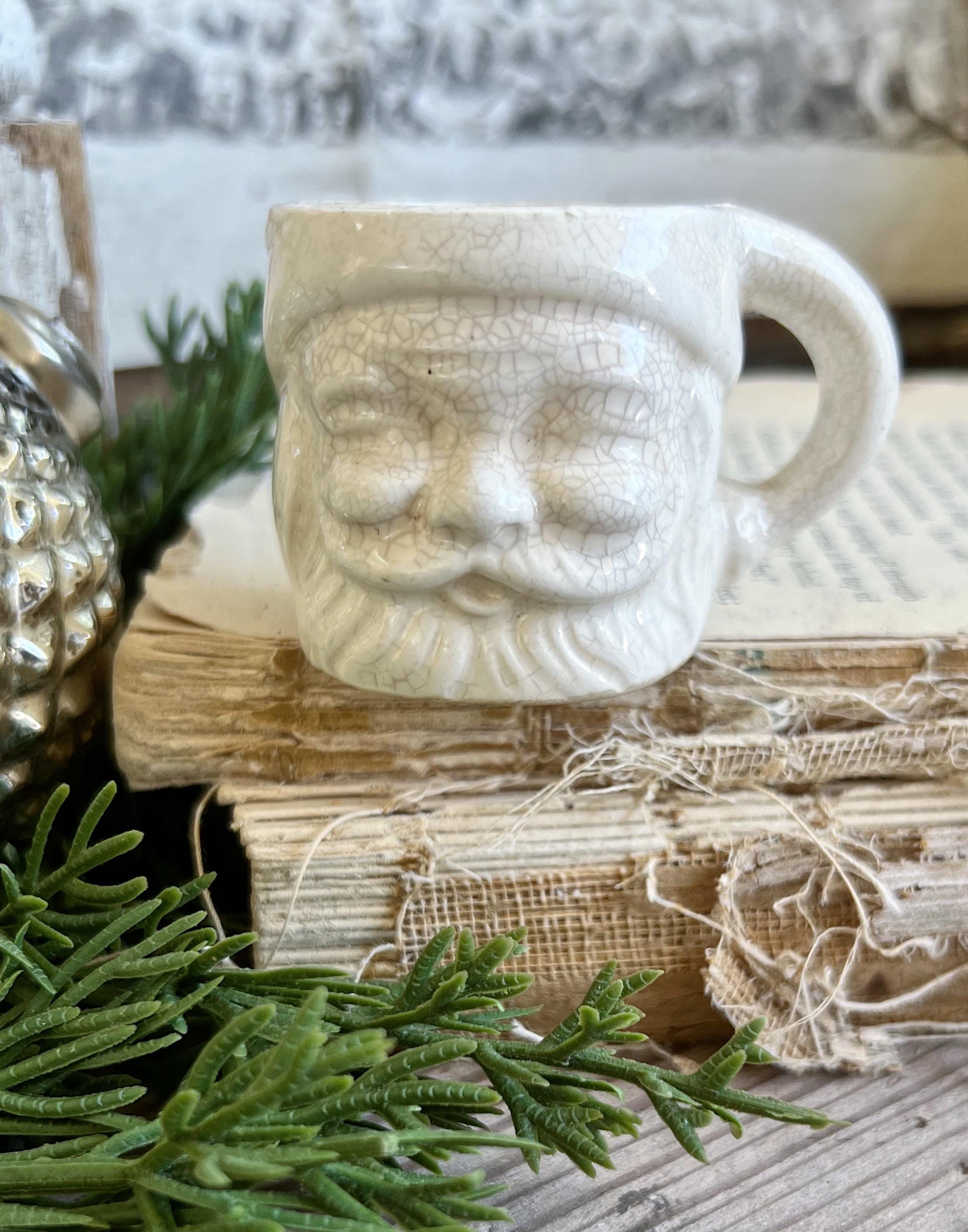 Vintage Ironstone Santa Claus Cup Mini Mug Santa Crazed Stained CREAMY ...