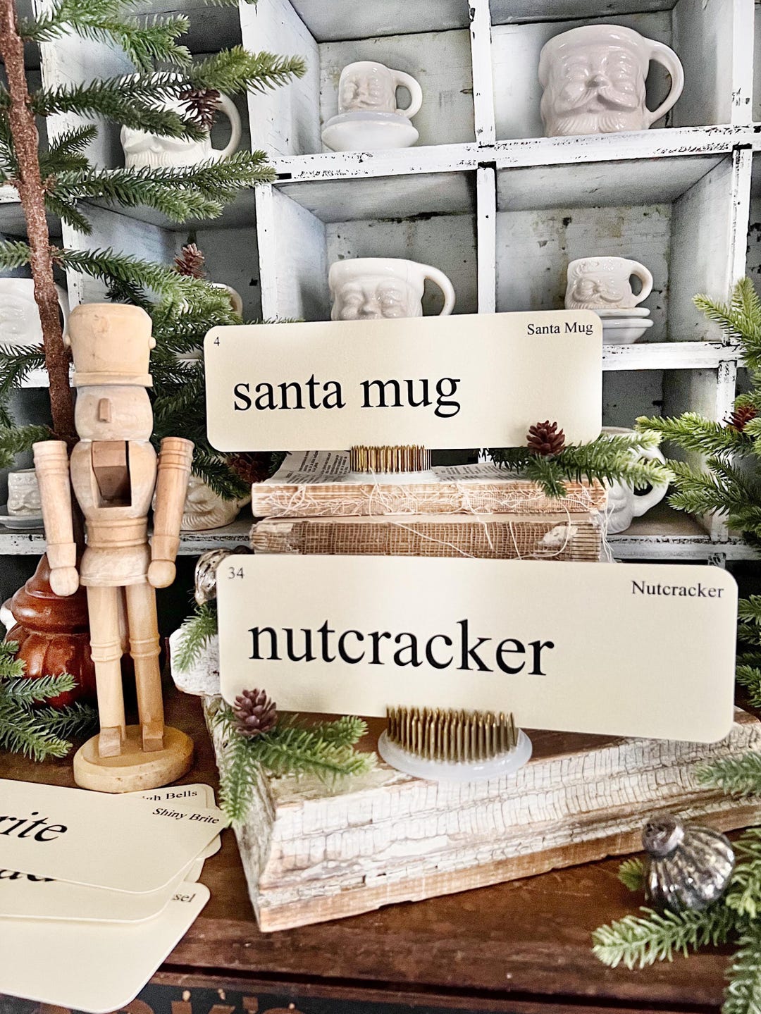 CHRISTMAS NOSTALGIA Flash Cards LARGE Vintage Inspired Word Flashcard ...