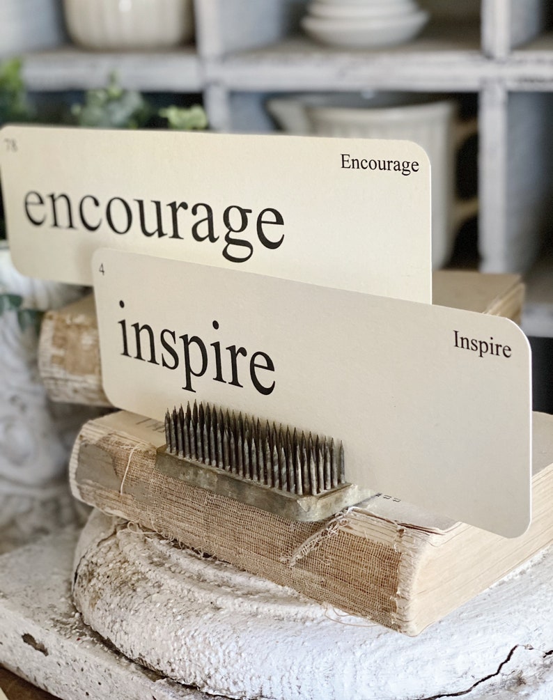 Encouragement Flash Card Set: Vintage Style Word Cards, Farmhouse Decor ...