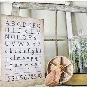 Vintage ALPHABET Poster Wood Sign Mounted Print Farmhouse Decor ABC ...