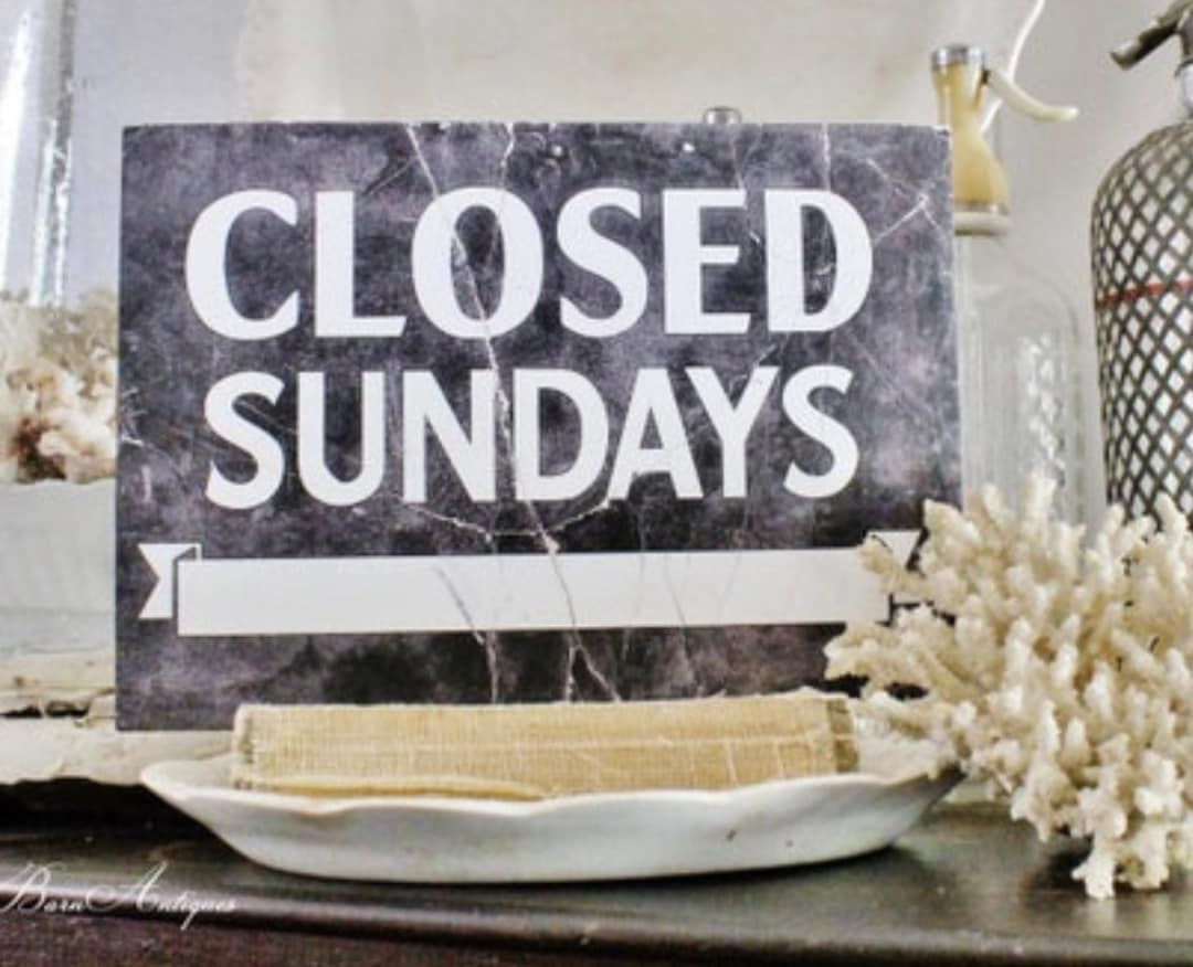 Vintage CLOSED SUNDAYS Wood Sign Farmhouse Decor Wall Art Print Antique ...