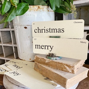 CHRISTMAS Flash Cards LARGE Vintage Inspired Word Flashcard SET of 8 ...