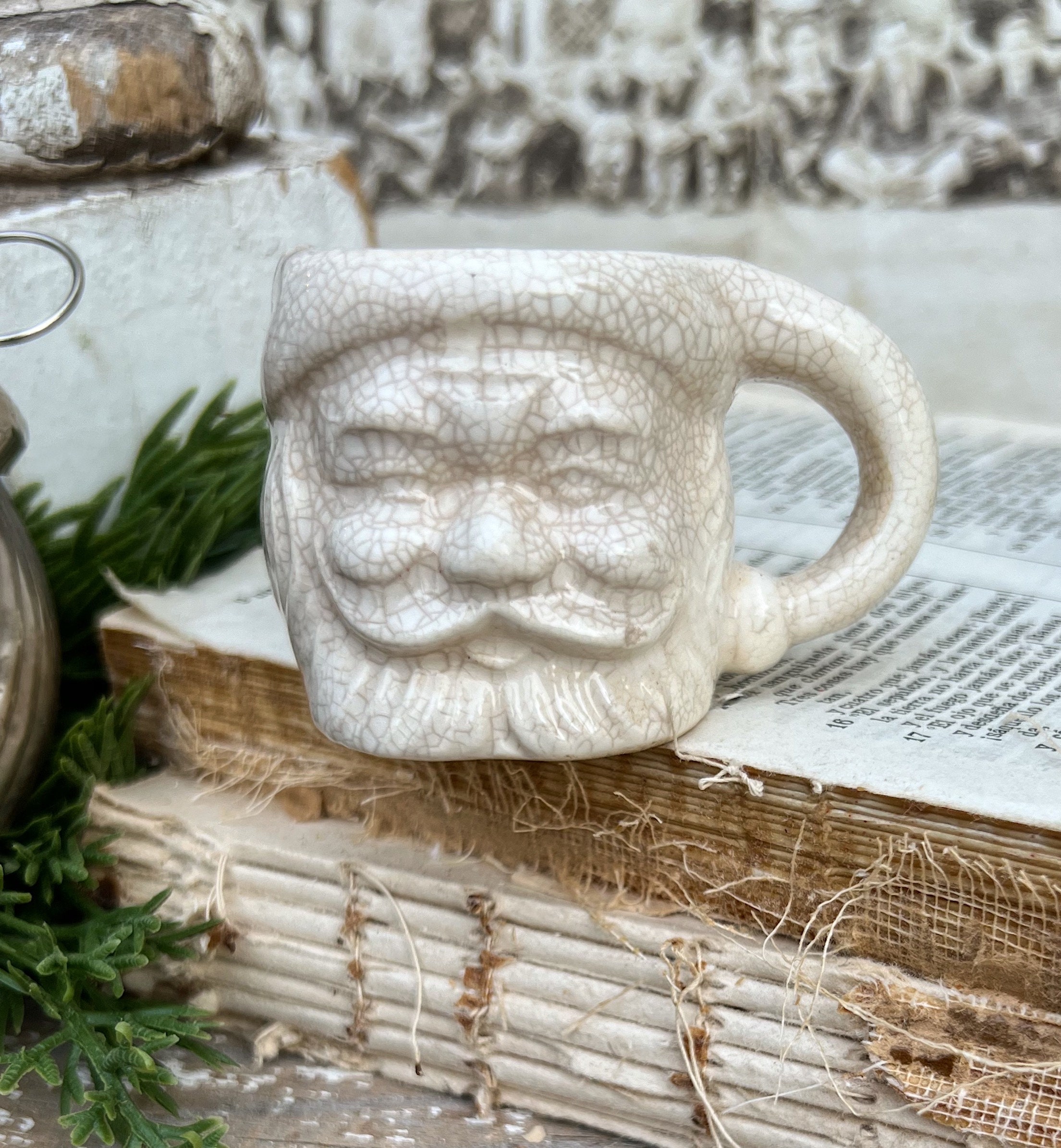 Vintage Ironstone Santa Claus Cup Mini Mug Santa Crazed Stained WHITE ...