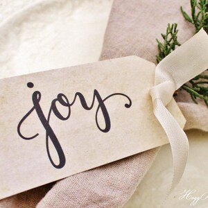 JOY GIFT TAG Christmas Tag Place Card Napkin Ring Name Card Hand ...
