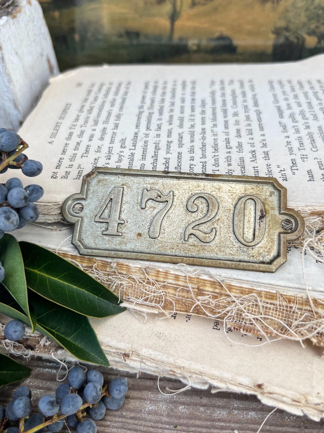 Antique Brass House Number Sign Plate Farmhouse French Country Chic ...