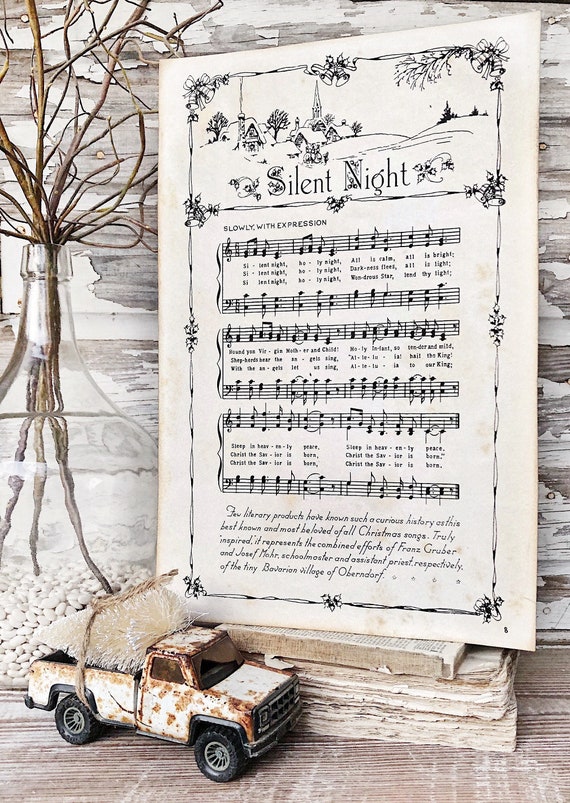 Vintage Christmas Sheet Music Silent Night