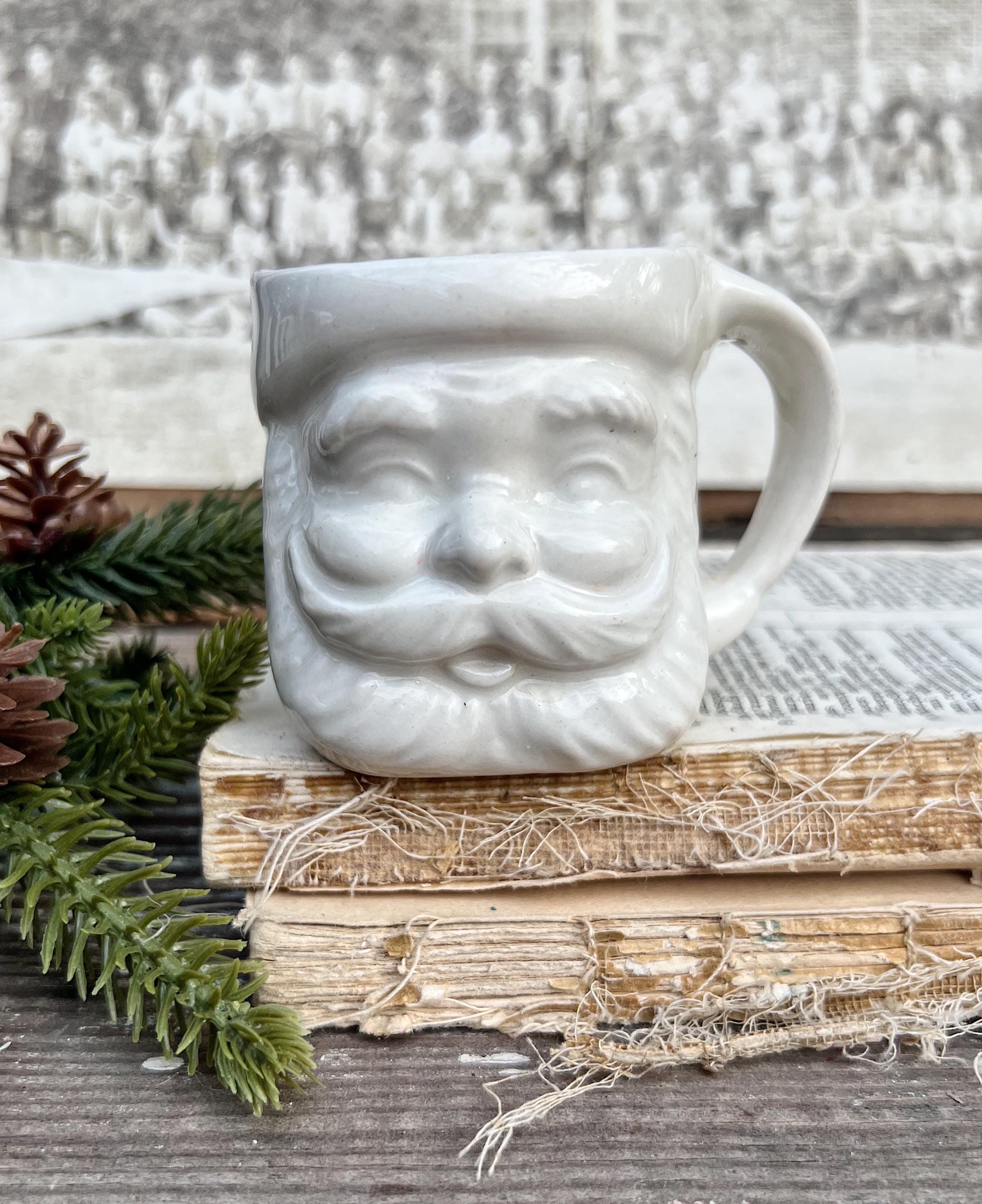Vintage Ironstone Santa Claus Cup Mug White Santa Farmhouse Christmas ...
