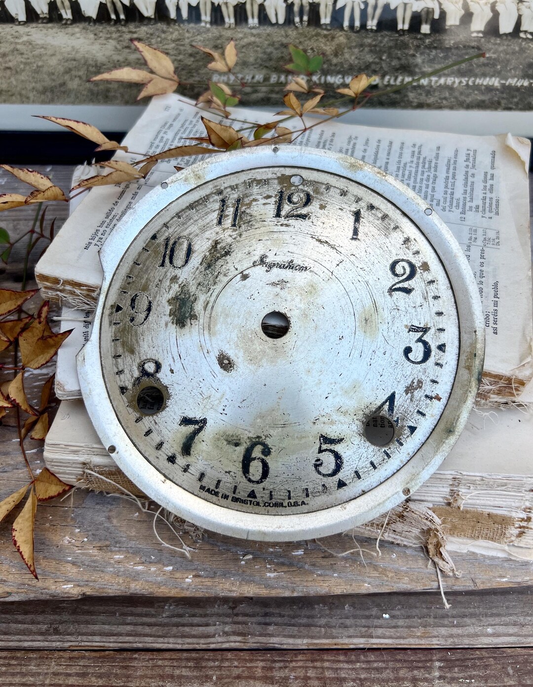 Antique Clock Dial Face Farmhouse Decor Industrial Salvage Metal ...