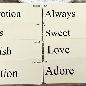 LOVE Flash Cards LARGE Vintage Inspired Word Flashcard SET of 8 ...