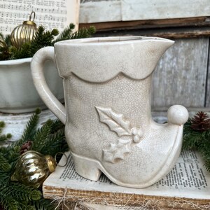 Vintage Ironstone Santa Claus ELF BOOT PITCHER Creamy White Santa Face ...