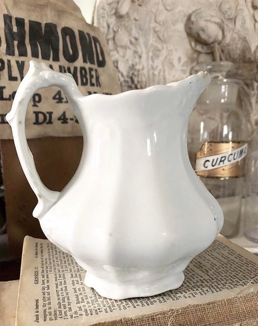 Collectible Johnson Bros Antique White Ironstone Gravy Pitcher England ...