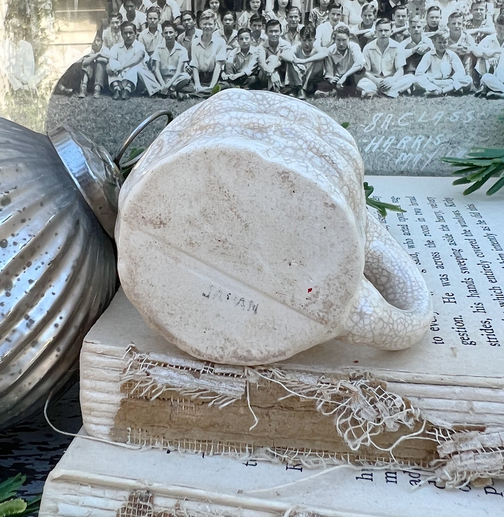 Vintage Ironstone Santa Claus Cup Mini Mug Santa Crazed Stained WHITE ...