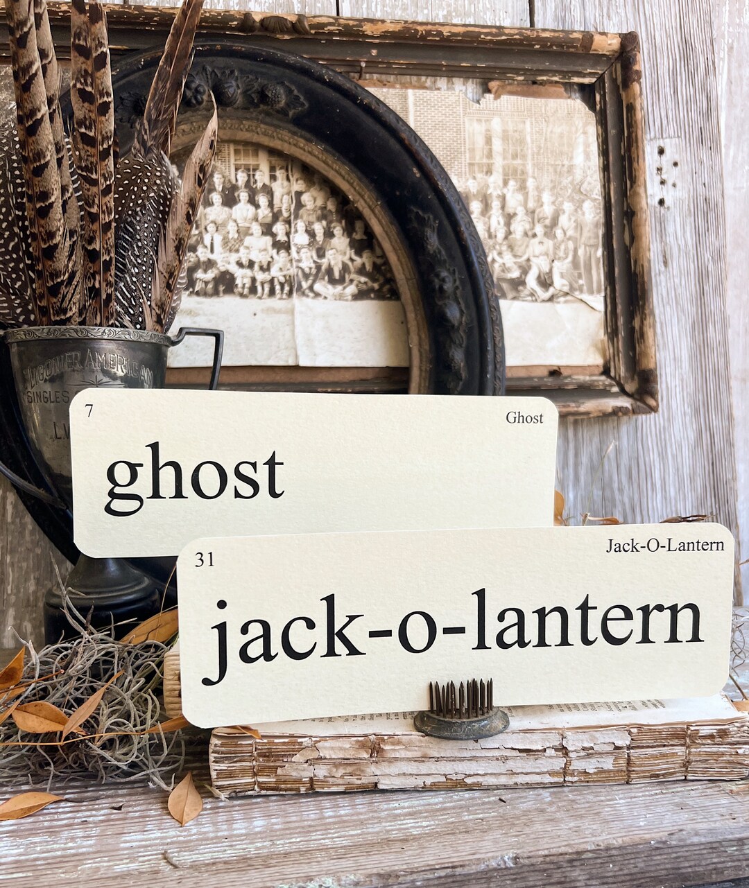 Halloween SCARY THINGS Flash Cards LARGE Vintage Inspired Word ...