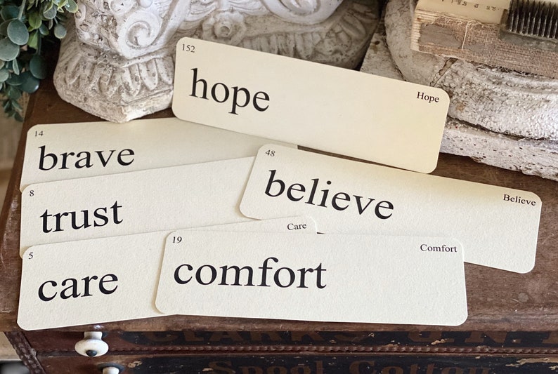 Encouragement Flash Card Set: Vintage Style Word Cards, Farmhouse Decor ...