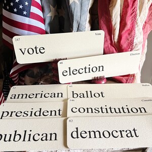 VOTE ELECTION Flash Cards LARGE Vintage Inspired Word Flashcard Set of ...