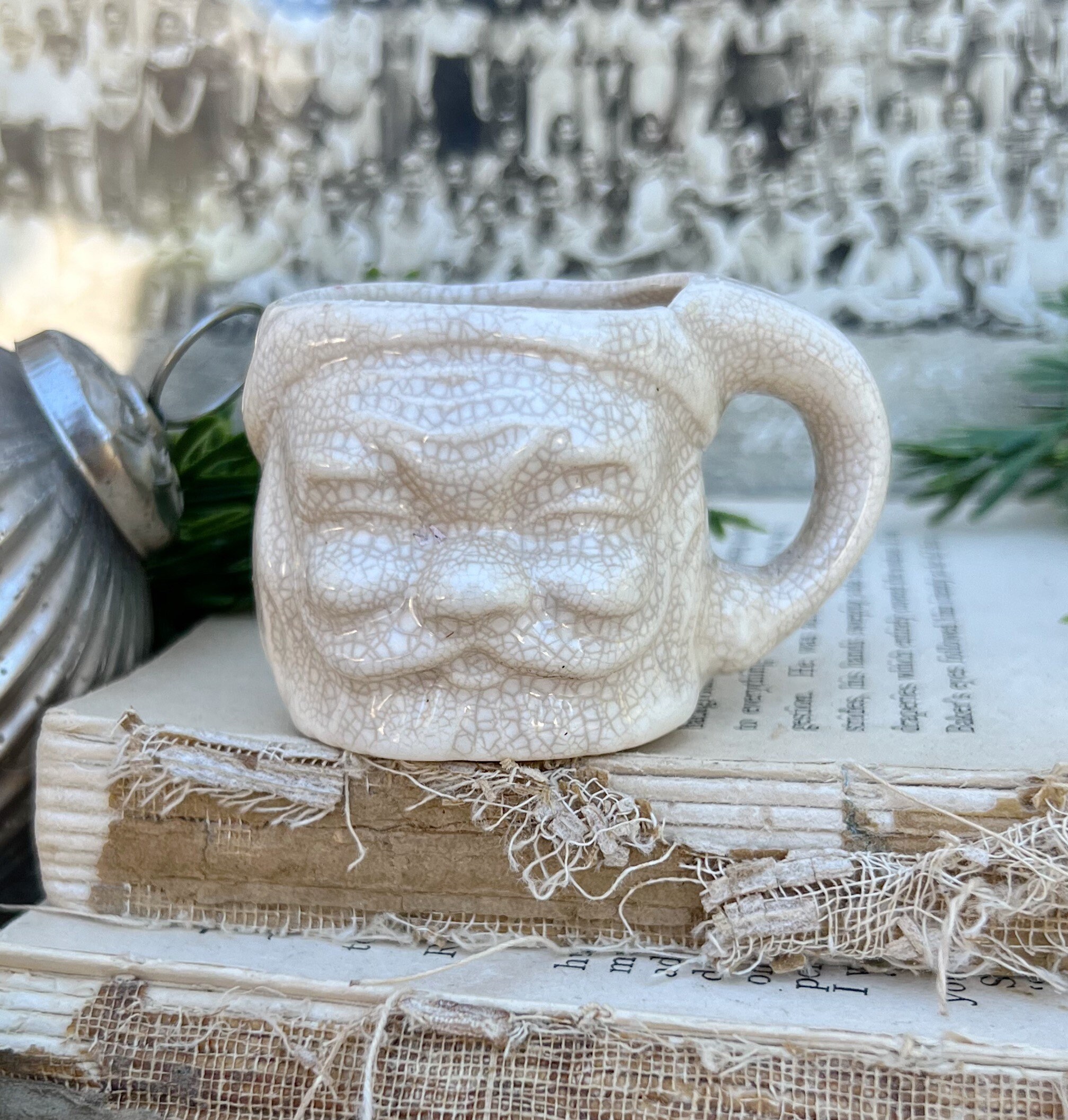 Vintage Ironstone Santa Claus Cup Mini Mug Santa Crazed Stained WHITE ...