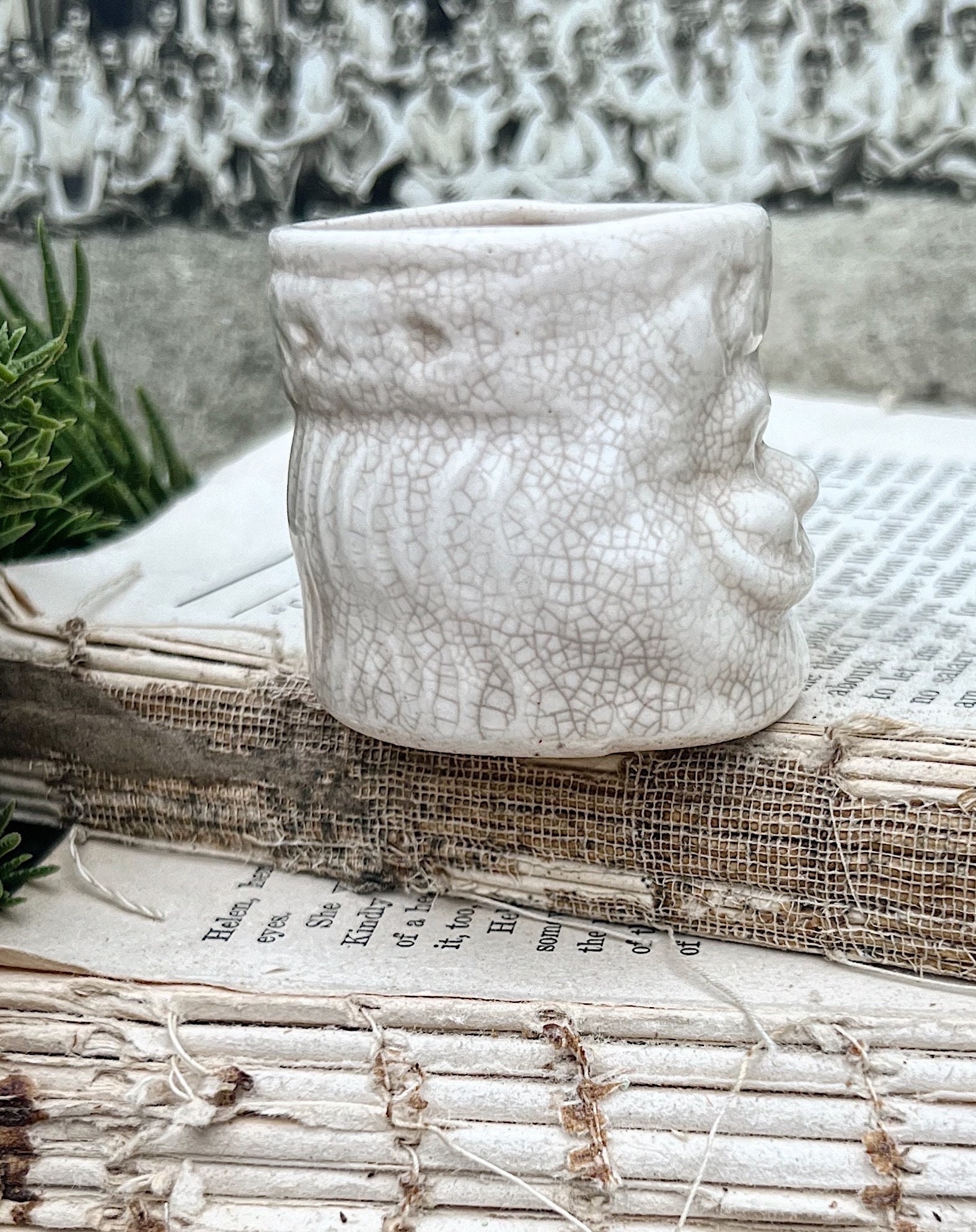 Vintage Ironstone Santa Claus Cup Mini Mug Santa Crazed Stained WHITE ...