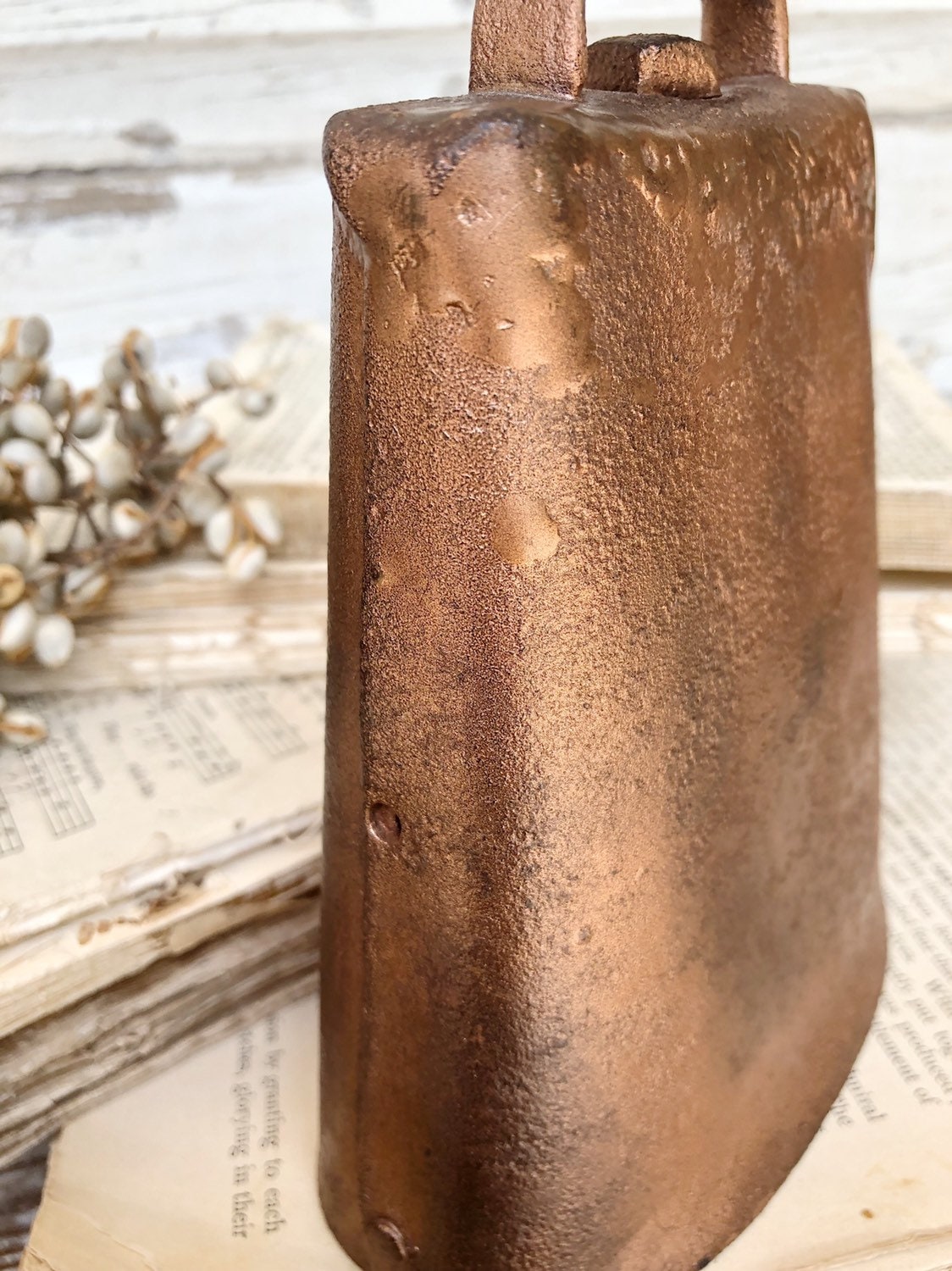 Antique Vintage Cow Bell COPPER EXTRA LARGE Livestock Barn Salvage ...