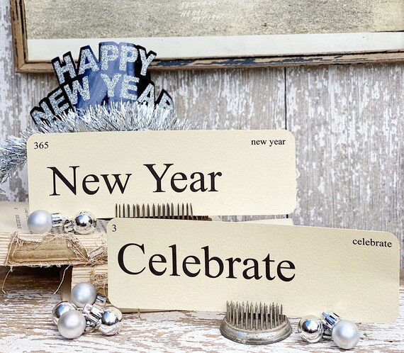 NEW YEAR Flash Cards LARGE Vintage Inspired Flashcard Set of 8 - Etsy