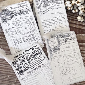 French Receipt Gift Tags Vintage SALON Ledger Gift Tags Card French ...