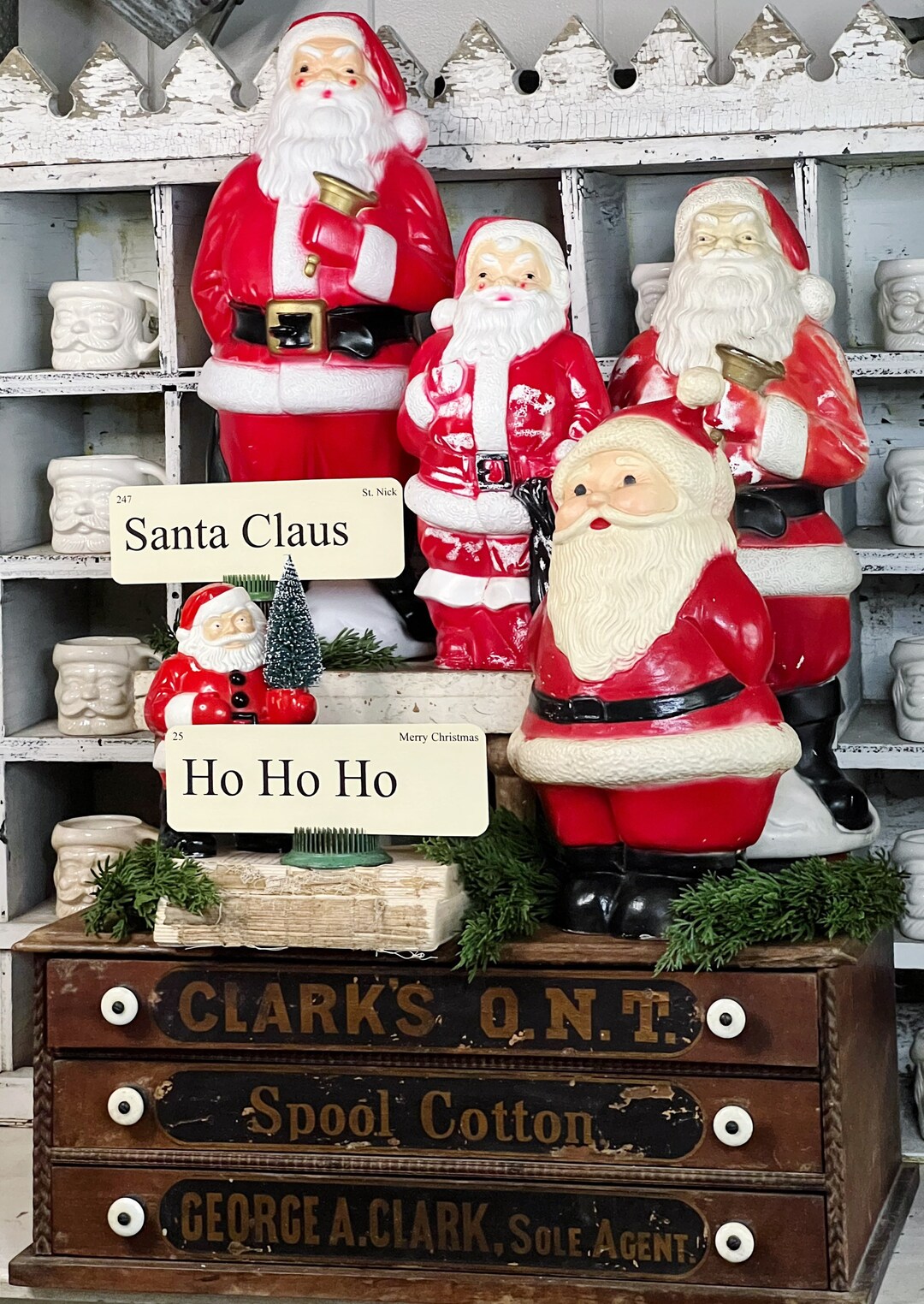Christmas SANTA Flash Cards LARGE Vintage Inspired Flashcard - Etsy