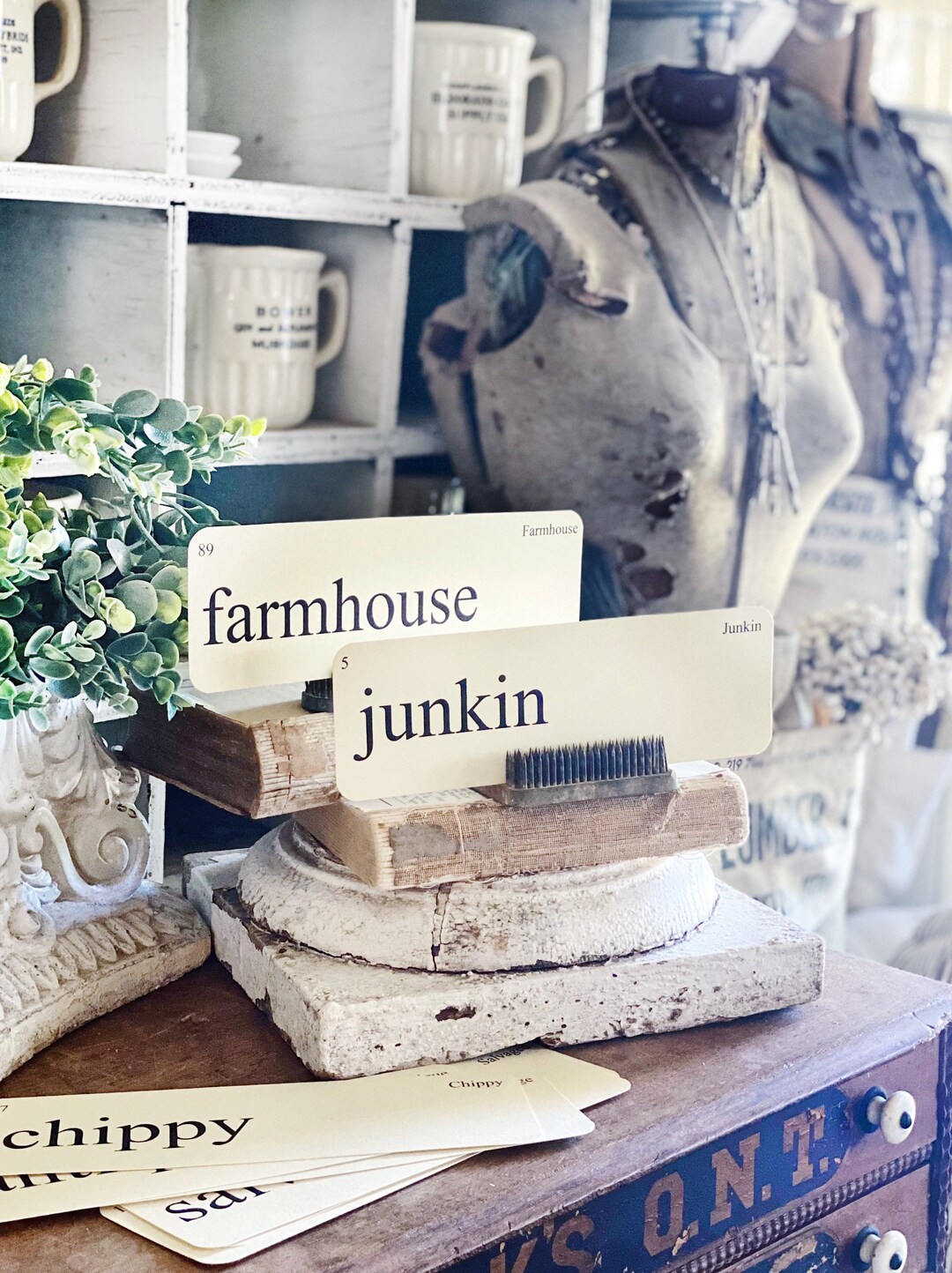 FARMHOUSE Flash Cards LARGE Vintage Inspired Word Flashcard SET of 8 ...
