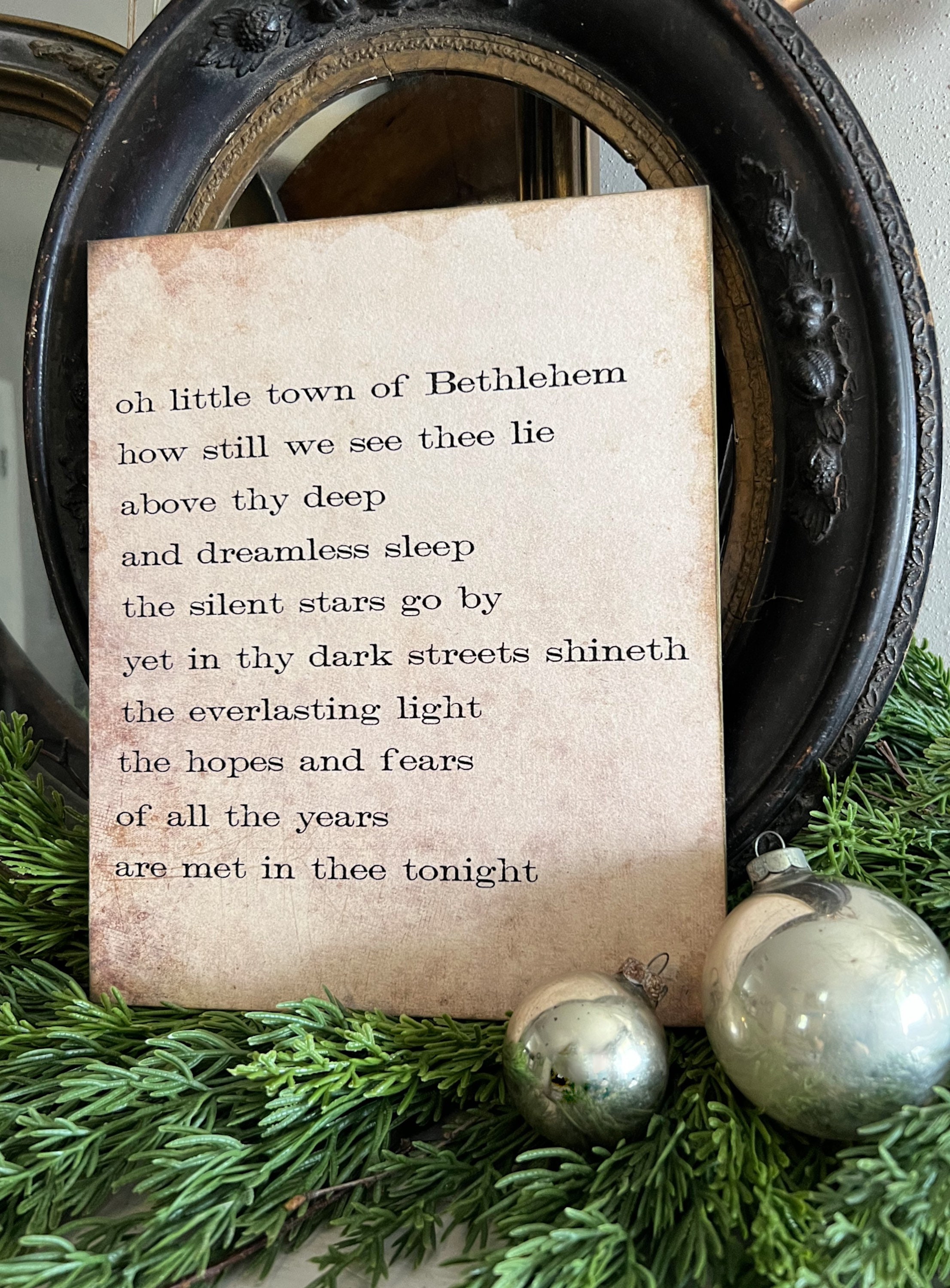 Oh Little Town Of Bethlehem Sign Wood Vintage Christmas Decor Mounted ...
