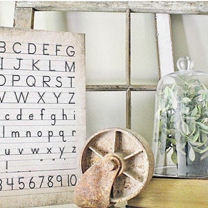 Vintage ALPHABET Poster Wood Sign Mounted Print Farmhouse Decor ABC ...