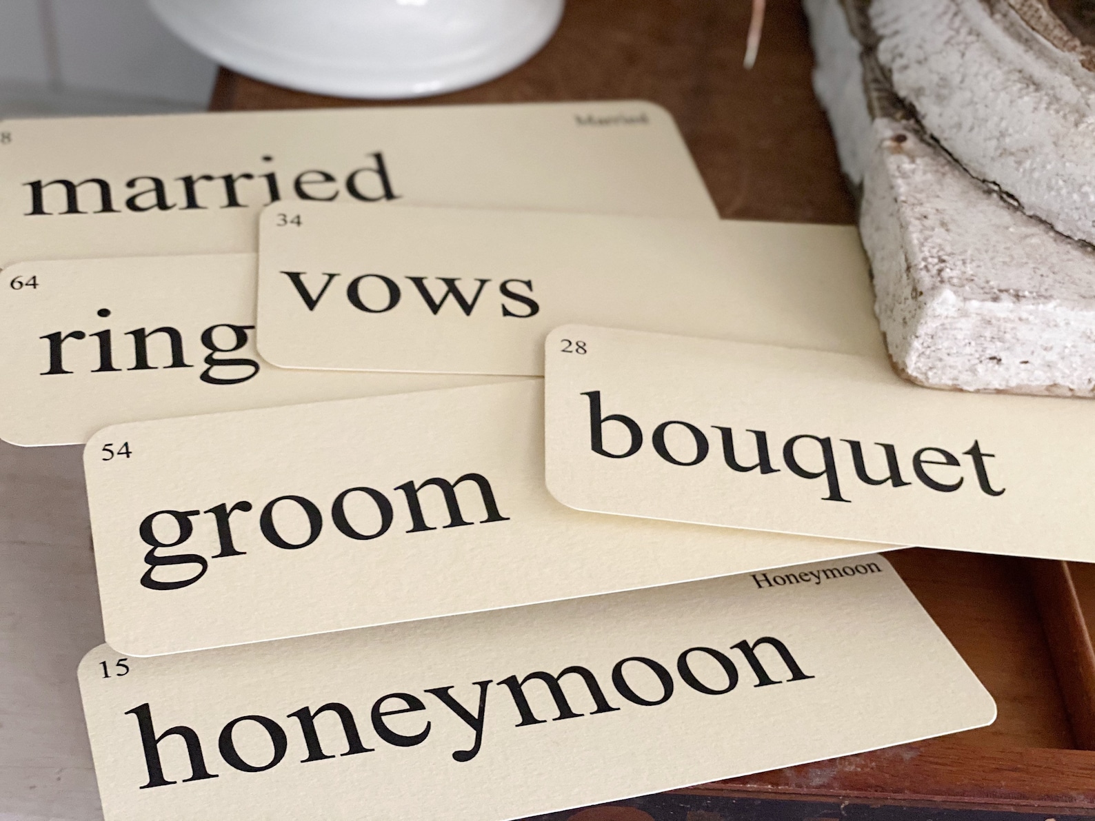 WEDDING Flash Cards LARGE Vintage Inspired Word Flashcard SET of 8 ...