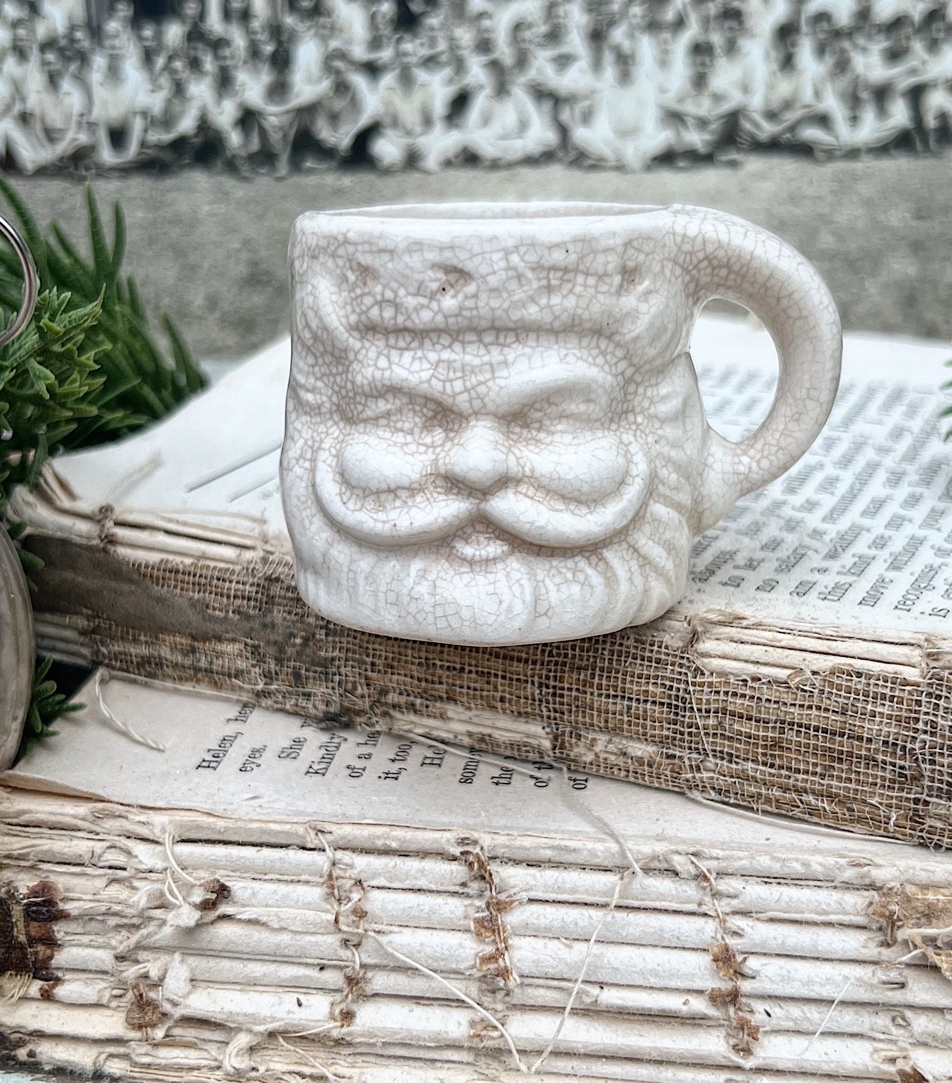 Vintage Ironstone Santa Claus Cup Mini Mug Santa Crazed Stained WHITE ...