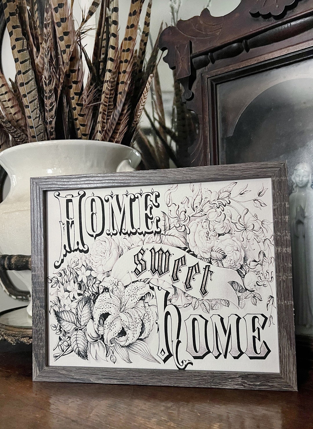 HOME SWEET HOME Wood Frame Sign Farmhouse Primitive Decor - Etsy